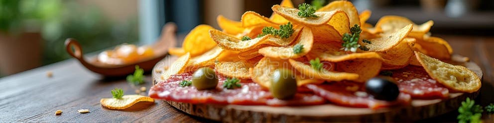 Assorted Chips and Olives on Rustic Wooden Platter Stock Image - Image of culinary, golden ...