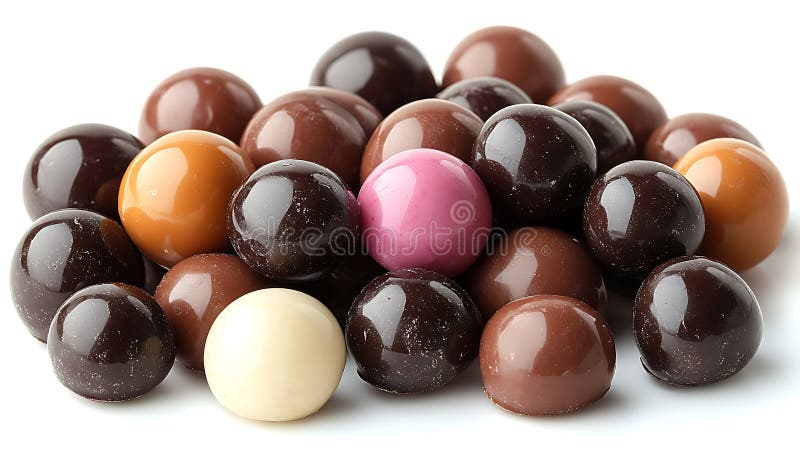 Assorted Chocolate Balls Pile Milk, Dark, White, Caramel, Pink Candy ...