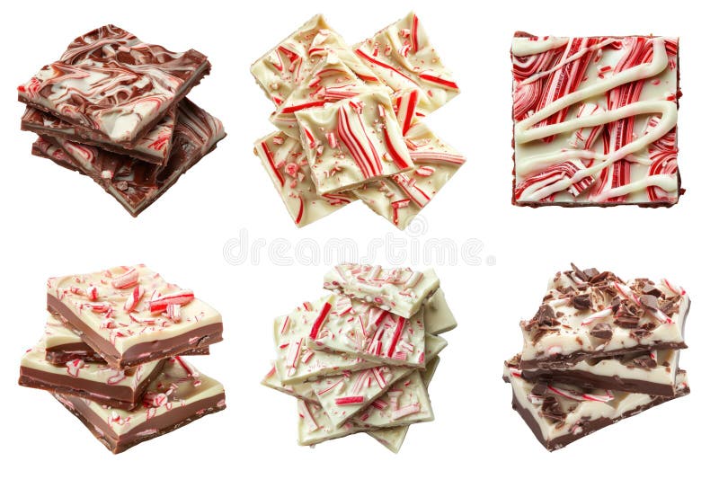 Assorted Chocolate Bark with Candy Cane Pieces Stock Illustration ...