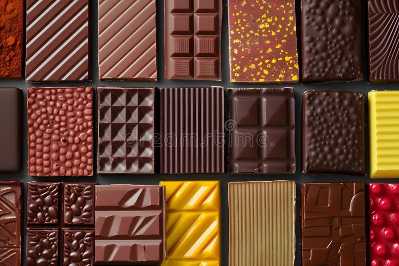 Assorted Chocolate Bars in Abstract Pattern, Top View Stock ...