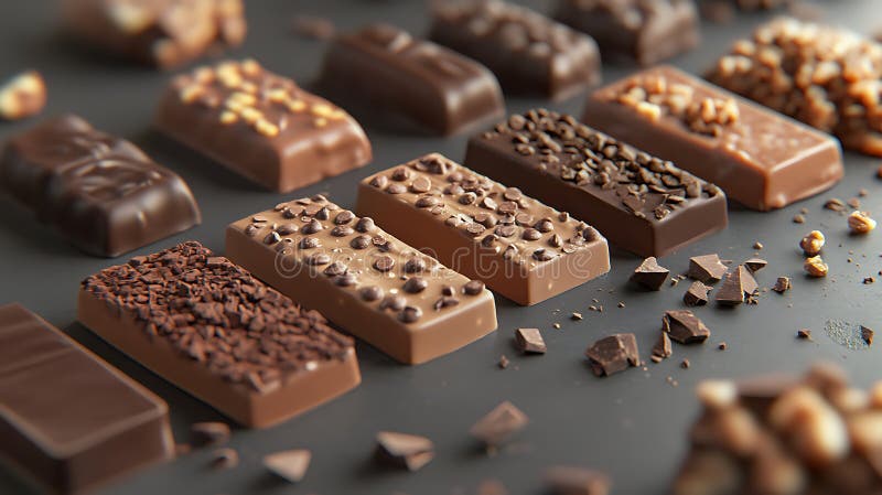 Assorted Chocolate Bars with Different Textures and Toppings Stock Illustration - Illustration ...