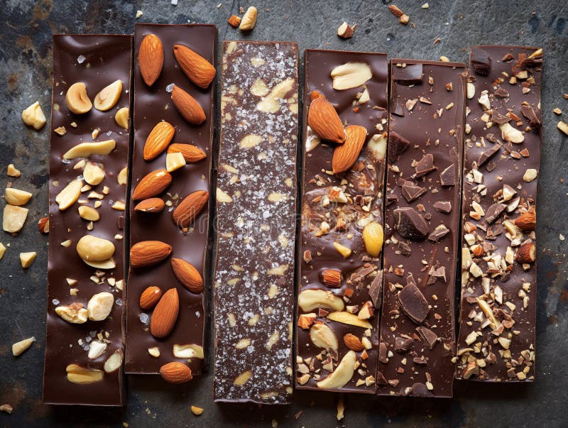 Assorted Chocolate Bars with Nuts Stock Image - Image of rich, snack ...