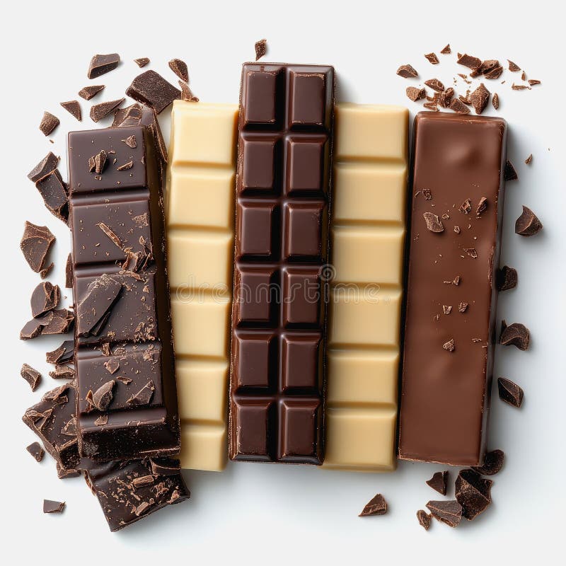 Assorted Chocolate Bars on White Background Stock Image - Image of ...