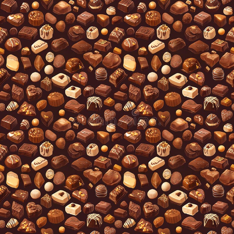 Assorted Chocolate Candies Pattern Stock Illustration - Illustration of ...