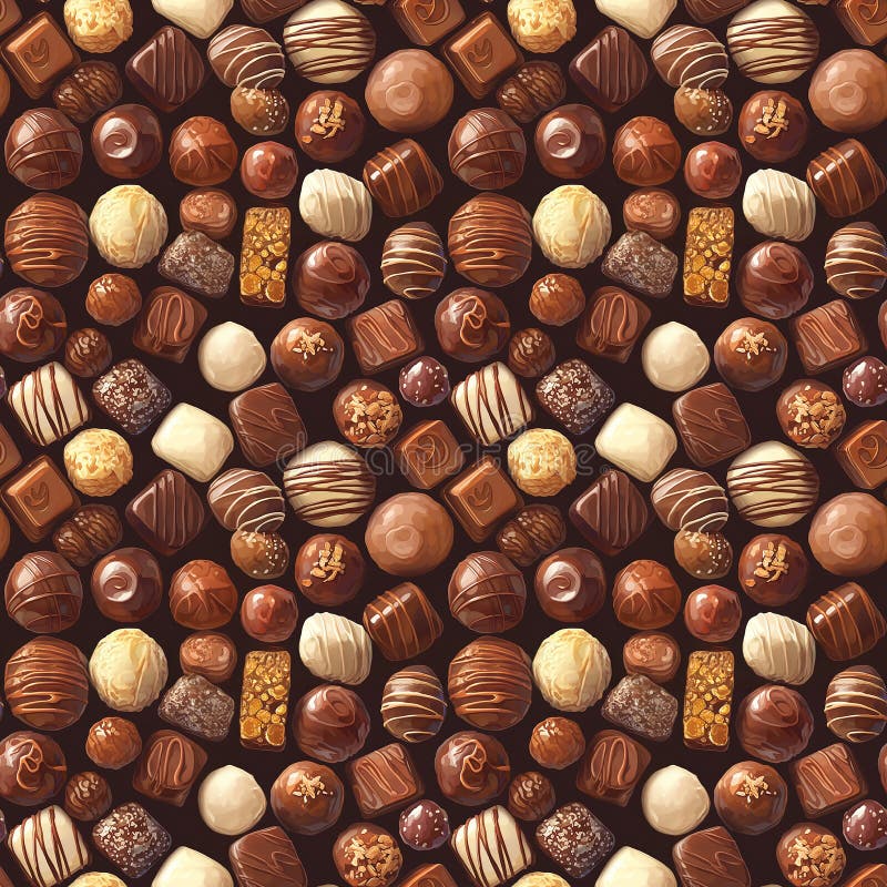 Assorted Chocolate Candies Pattern Stock Illustration - Illustration of ...