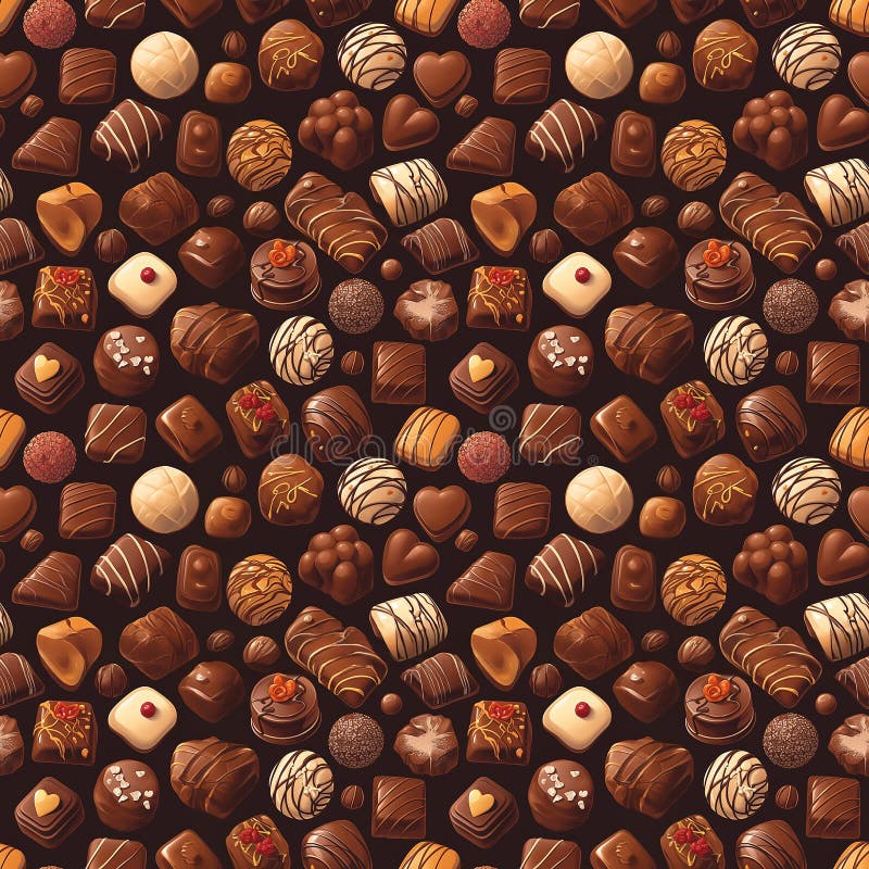 Assorted Chocolate Candies Pattern Stock Illustration - Illustration of ...