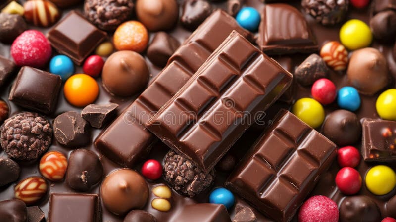 Assorted Chocolate and Candy Background Stock Illustration ...