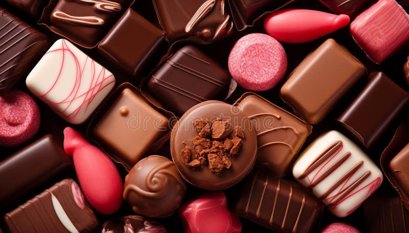 Assorted Chocolate Candy Mix Captured from Top View Perspective ...