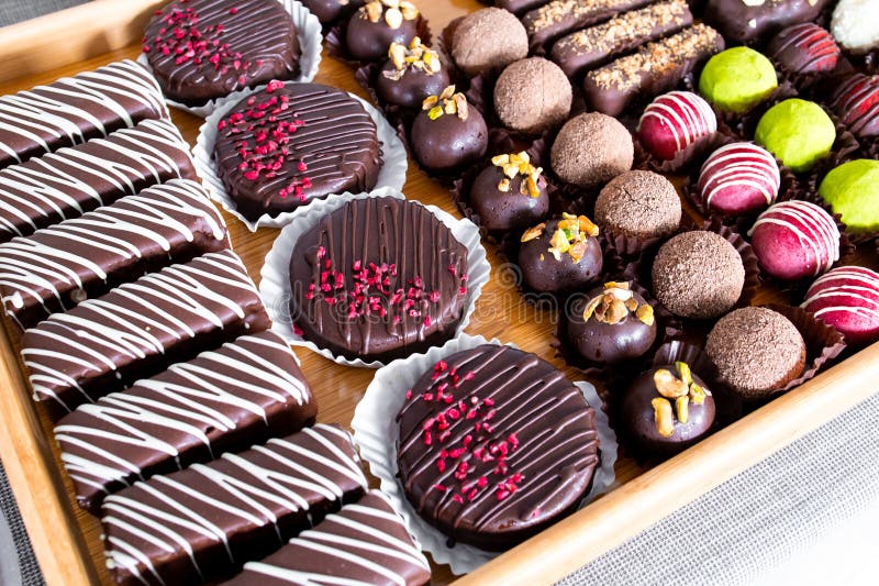 Assorted Chocolate Desserts Toppings Wooden Tray Stock Photos - Free & Royalty-Free Stock Photos ...