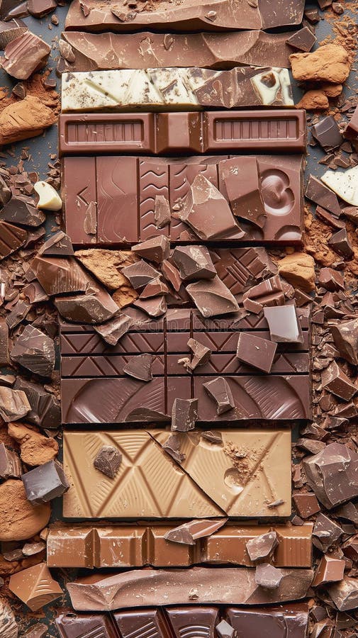 Assorted Chocolate with Nuts and Cocoa Powder, Top View Stock ...