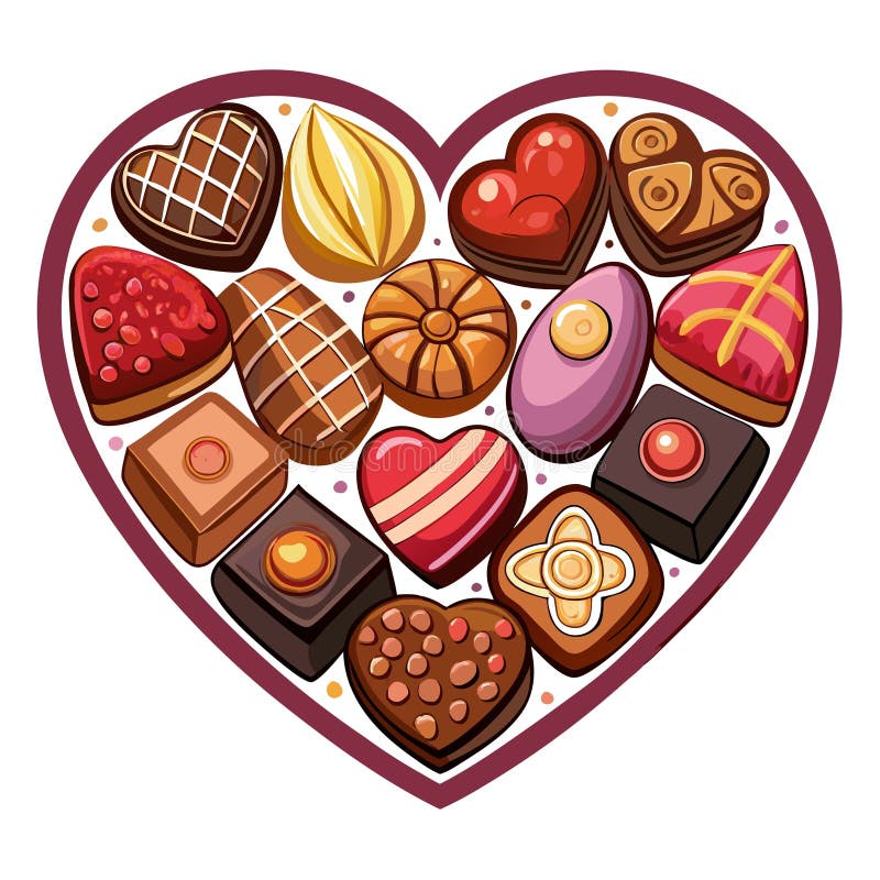 Assorted Chocolate Pralines in the Shape of a Heart for Valentine S Day ...