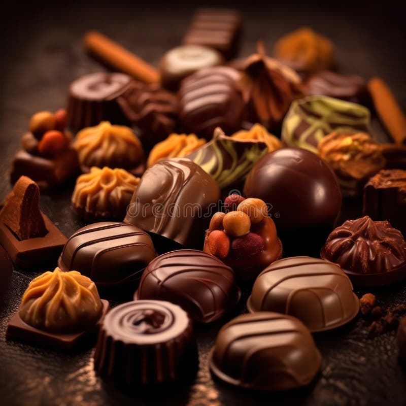 Assorted Chocolate Sweets from Different Types of Chocolate Stock Photo ...