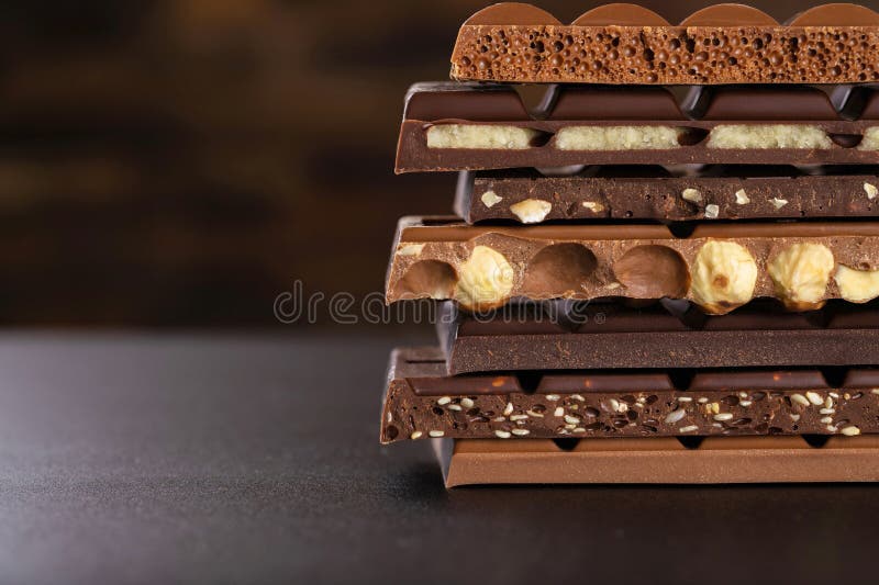 Assorted Chocolate Tower Stack Sweet Bars Tasty Food Stock Photos ...