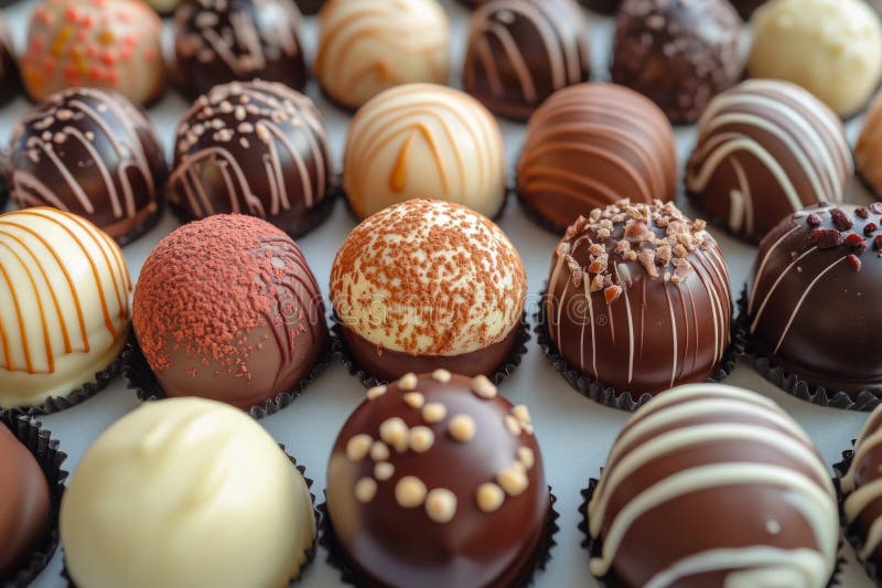 Assorted Chocolate Truffles Arranged on Display, Showcasing Variety of ...