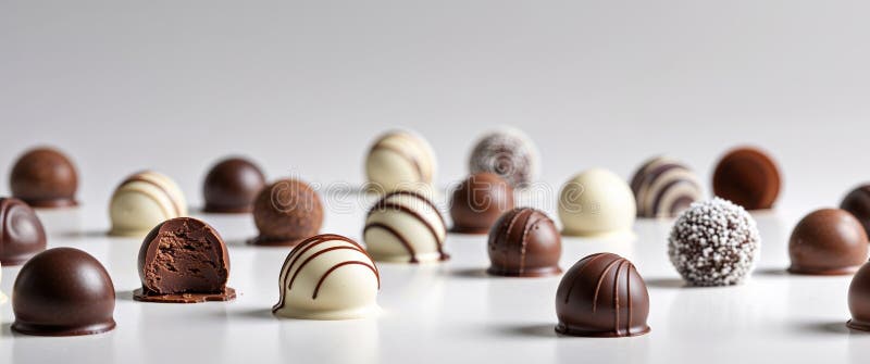 Assorted Chocolate Truffles Arranged on a White Surface Creating a ...