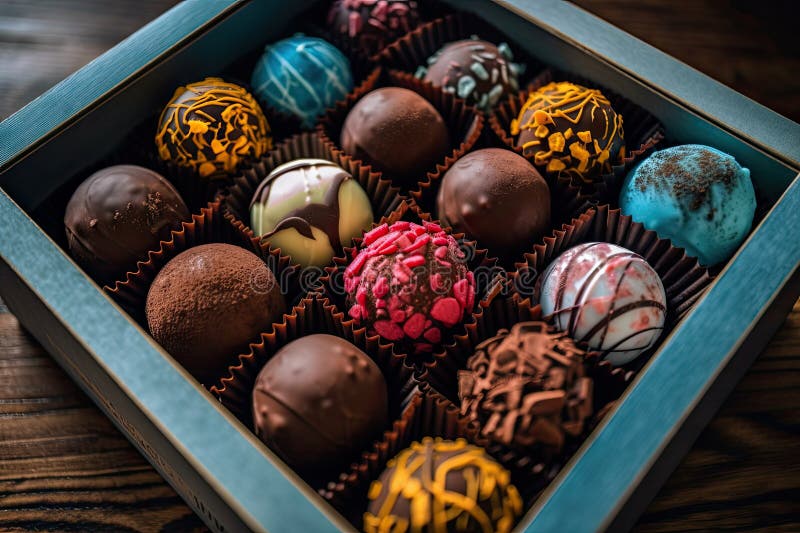 Assorted Chocolate Truffles in Beautiful and Unique Packaging Stock ...