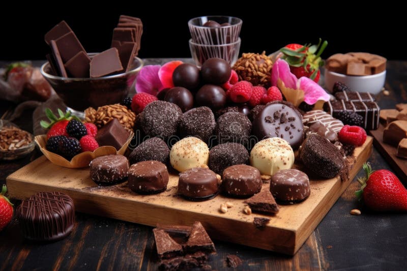 Assorted Chocolate Truffles and Dessert Bites Stock Illustration ...