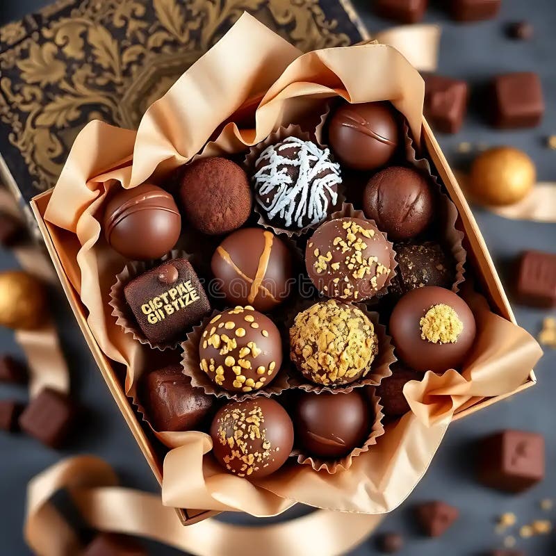 Assorted Chocolate Truffles in a Gift Box Stock Photo - Image of luxury, festive: 359953566