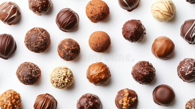 Assorted Chocolate Truffles, Various Flavors and Textures Stock Image ...