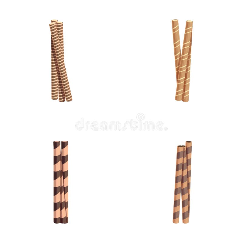 Assorted Chocolate Wafer Sticks Isolated on White Stock Vector ...