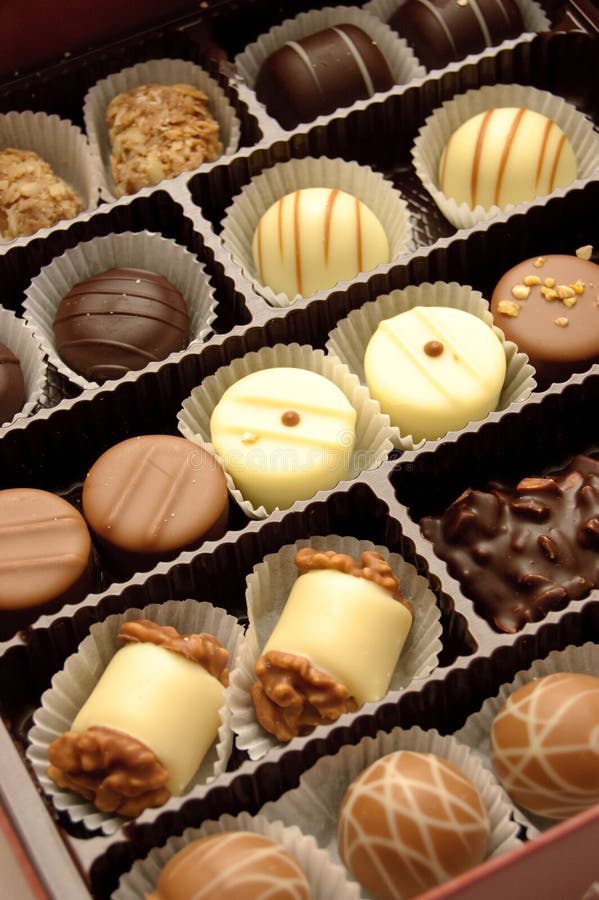 Different Decorated Chocolate Bonbons Stock Image - Image of paper ...