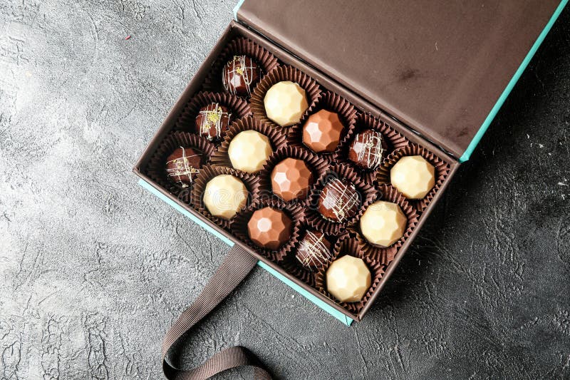 Assorted Chocolates Box on Table Stock Photo - Image of assorted ...