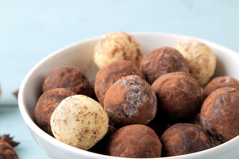 Assorted Chocolates. Candy Balls of Different Types of Chocolate on a ...