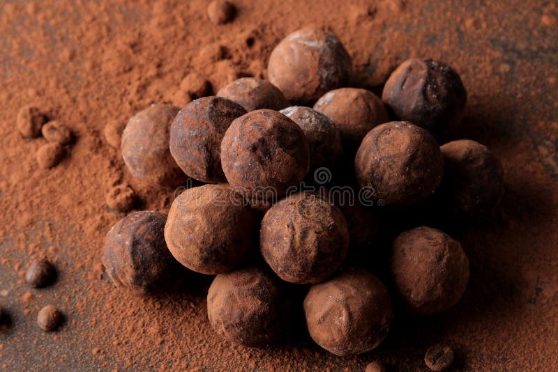 Assorted Chocolates. Candy Balls of Different Types of Chocolate on a ...