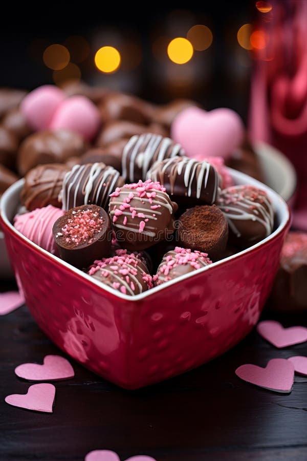 Assorted Chocolates in a Candy Box - Vertical Composition Stock Photo ...
