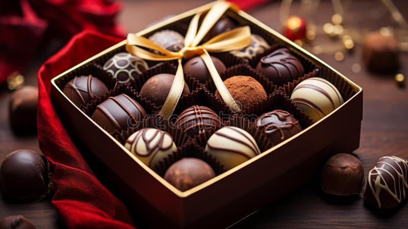 Assorted Chocolates Confectionery in Their Gift Box Stock Image - Image ...