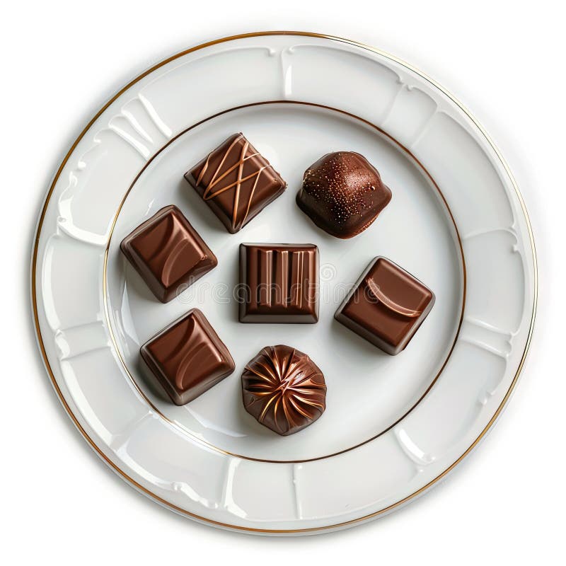 Assorted Chocolates on a Round Plate. Top View Stock Illustration ...