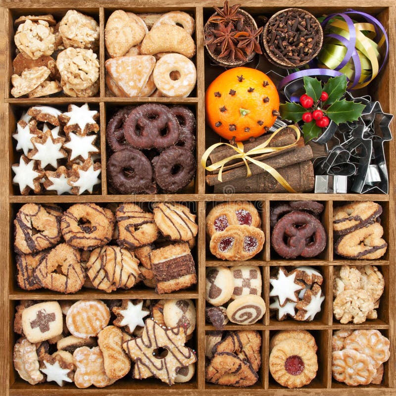 Assorted Christmas Cookie in Box Stock Image - Image of celebration ...