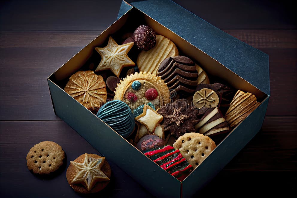 Assorted Christmas Cookies in a Box Stock Illustration - Illustration ...