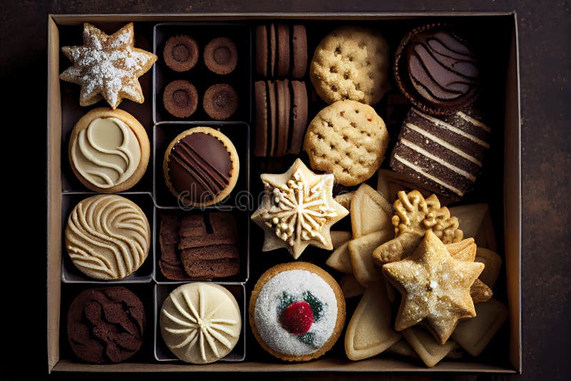 Assorted Christmas Cookies in a Box Stock Illustration - Illustration ...