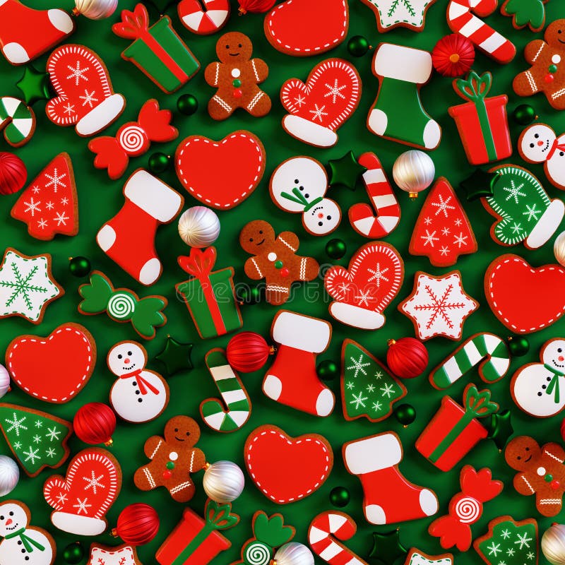 Assorted Christmas Cookies. 3D Render Stock Illustration - Illustration ...