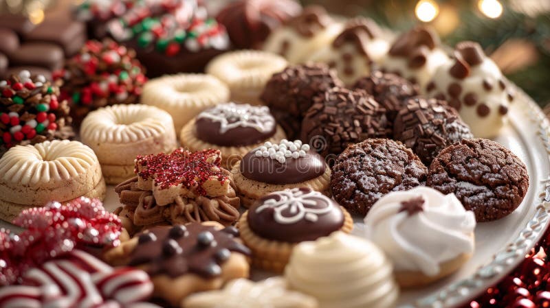 Assorted Christmas Cookies on a Table. Stock Image - Image of chocolate ...