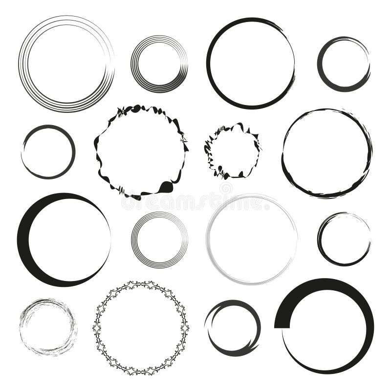Assorted Circular Frames Collection. Black and White Rings. Vector ...