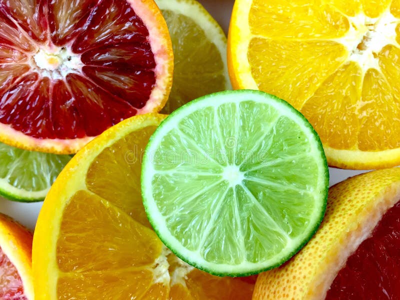 Assorted Citrus Fruit Slices Stock Photo - Image of slice, halves ...