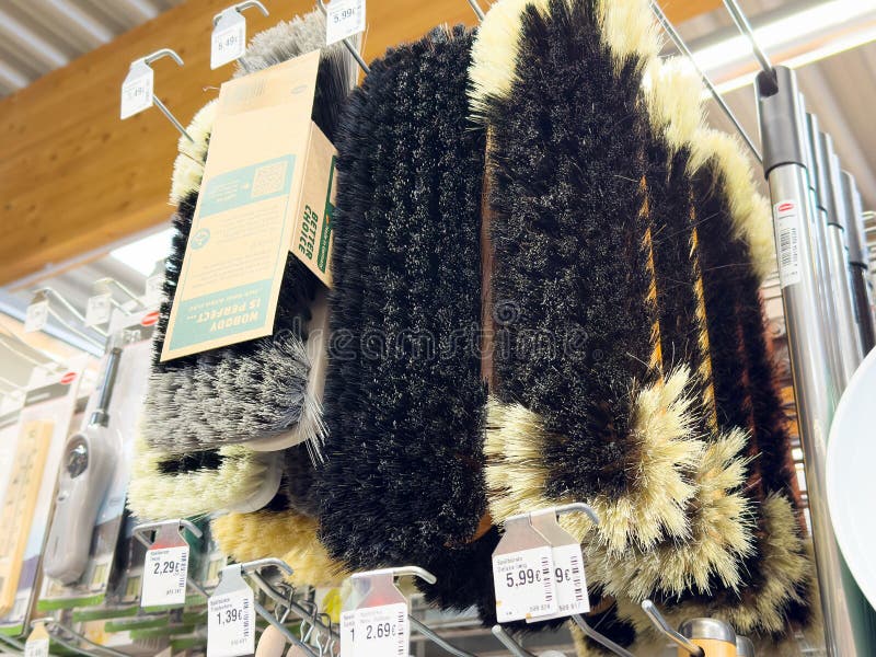 Assorted Cleaning Brushes Display in Retail Store Aisle Editorial ...
