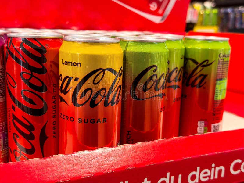 Assorted Coca-cola Cans with Lemon and Lime Flavors in Supermarket ...