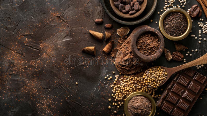 Assorted Cocoa and Chocolate Ingredients Stock Image - Image of design ...