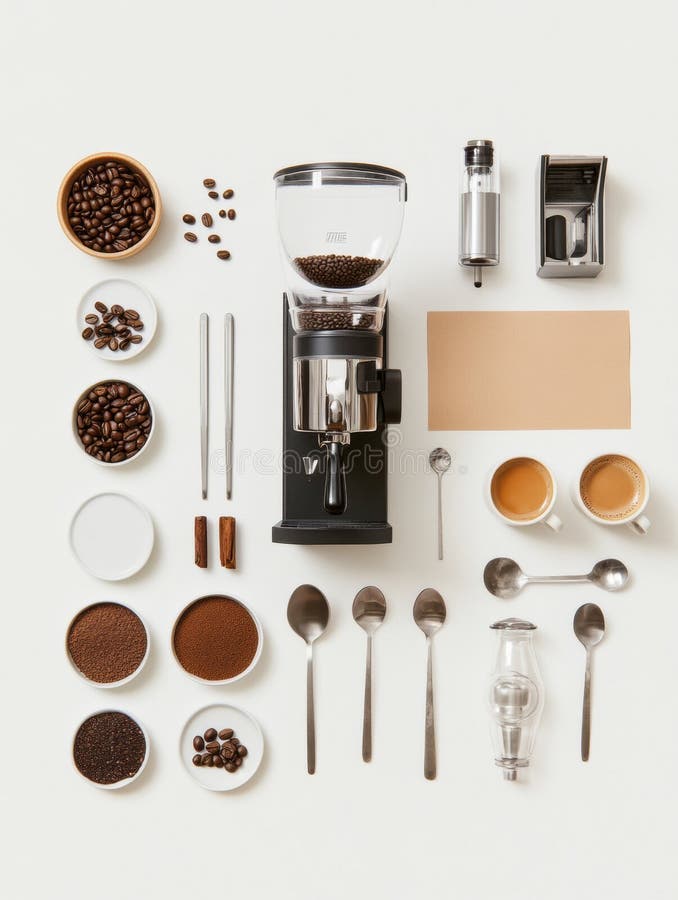 Assorted Coffee Beans, Cups, and Tools are Arranged Neatly for Easy ...