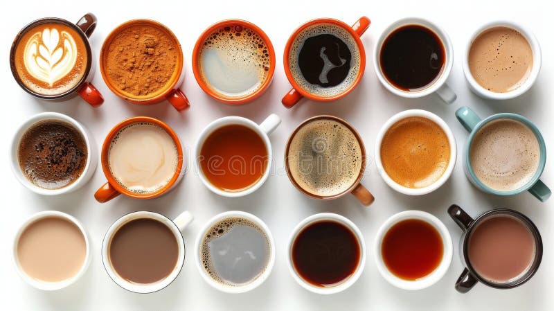 Assorted Coffee Cups on Table Stock Photo - Image of ceramic, latte ...