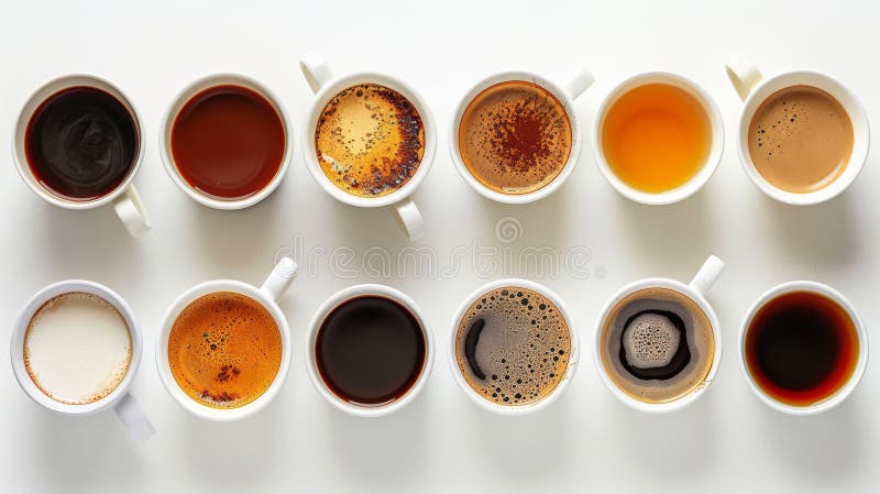 Assorted Coffee Cups on Table Stock Image - Image of saucer, porcelain ...