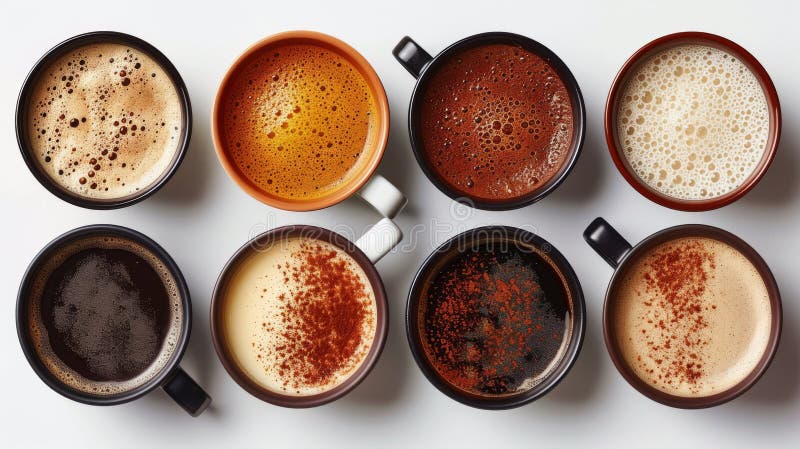 Assorted Coffee Cups on Table Stock Photo - Image of coffee, espresso ...