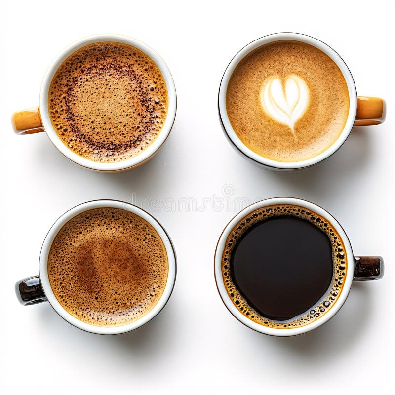 Assorted Coffee Cups on White Background Stock Photo - Image of fresh ...