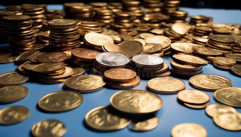 Assorted Coins Stacked and Scattered Stock Photo - Image of money ...