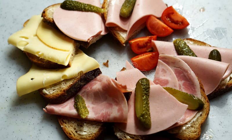 Assorted cold cut platter stock image. Image of dish - 28424249