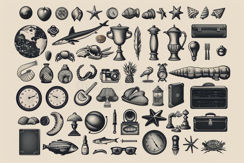 Assorted Collection of Different Types of Objects Displayed on a Plain ...