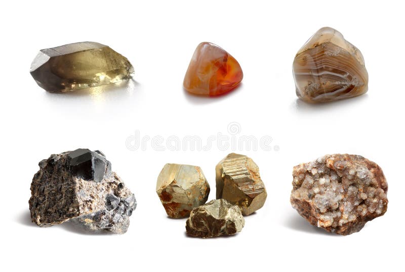 Set a Collection of Rocks, Minerals in the Box Stock Photo - Image of ...